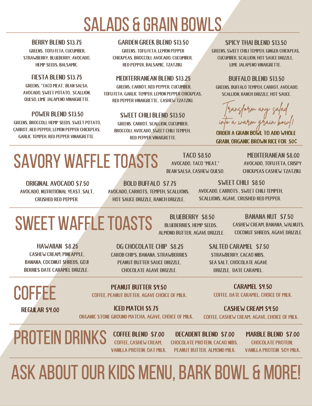 Full Menu - BARE Blends